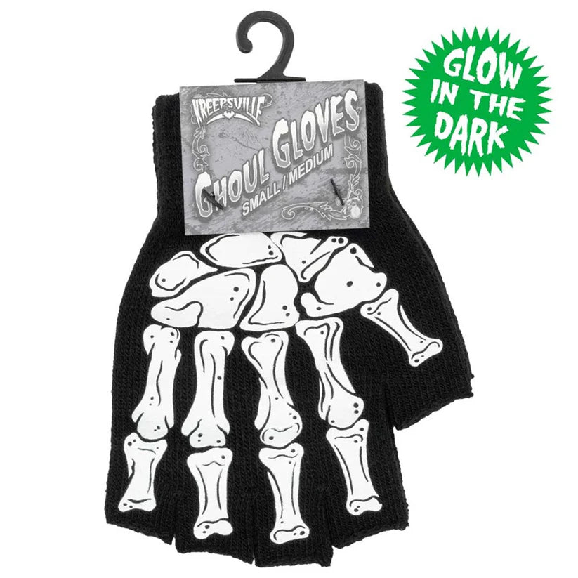 SKELETON HAND GLOW FINGERLESS GLOVES – trashandvaudeville
