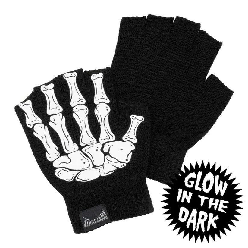 SKELETON HAND GLOW FINGERLESS GLOVES – trashandvaudeville